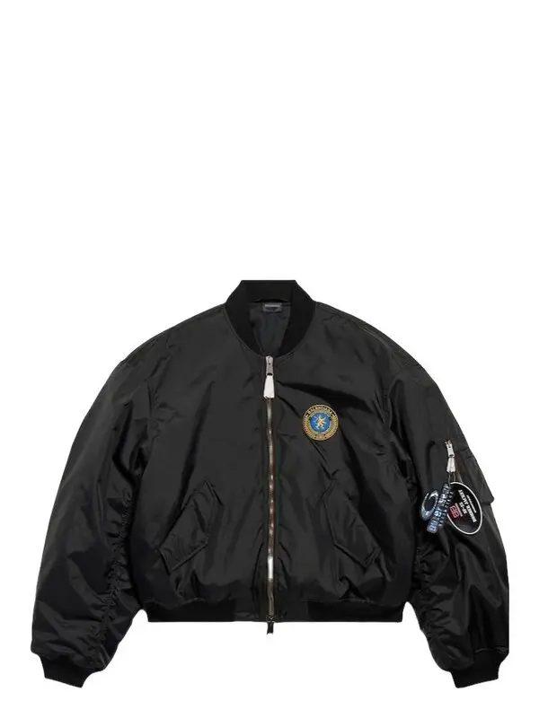 Balenciaga Large-fit Bomber Jacket With Patch Detail - Black