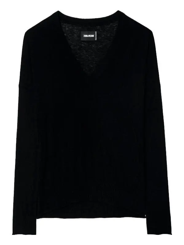 Zadig&Voltaire V-neck Sweater With Iconic Hollowed-out Detail - Black