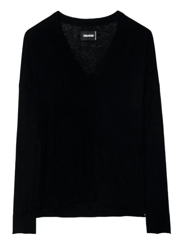 Zadig&Voltaire V-neck Sweater With Iconic Hollowed-out Detail - Black