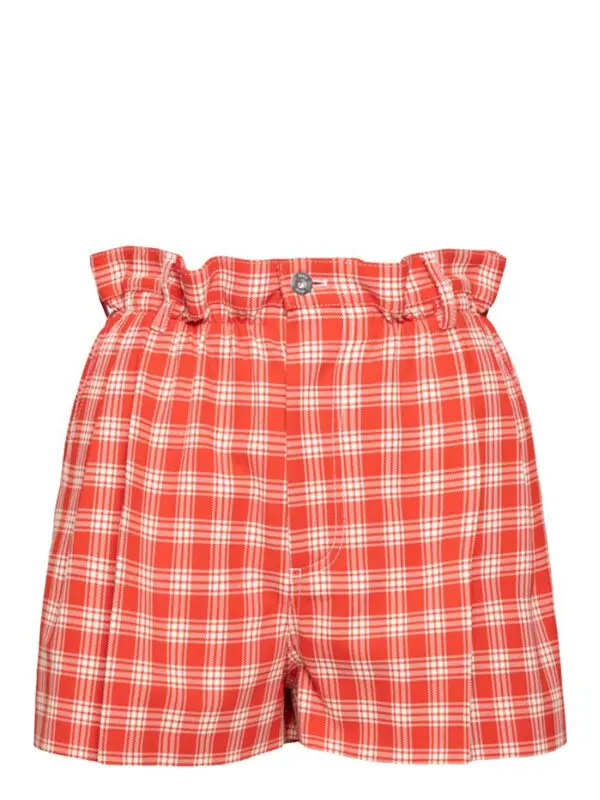 Miu Miu Plaid Paperbag Waist Shorts - Pink