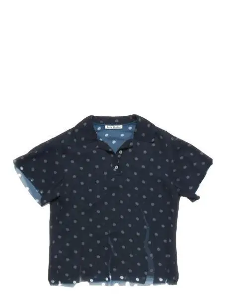 Acne Studios Polka Dot Short Sleeve Polo Shirt - Navy Blue