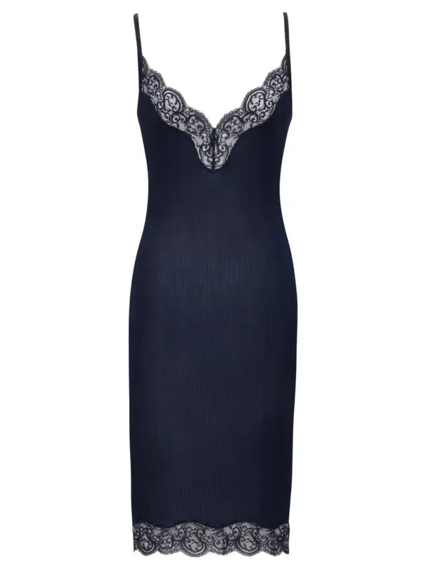 Saint Laurent Lace Trimmed Slip Dress - Navy
