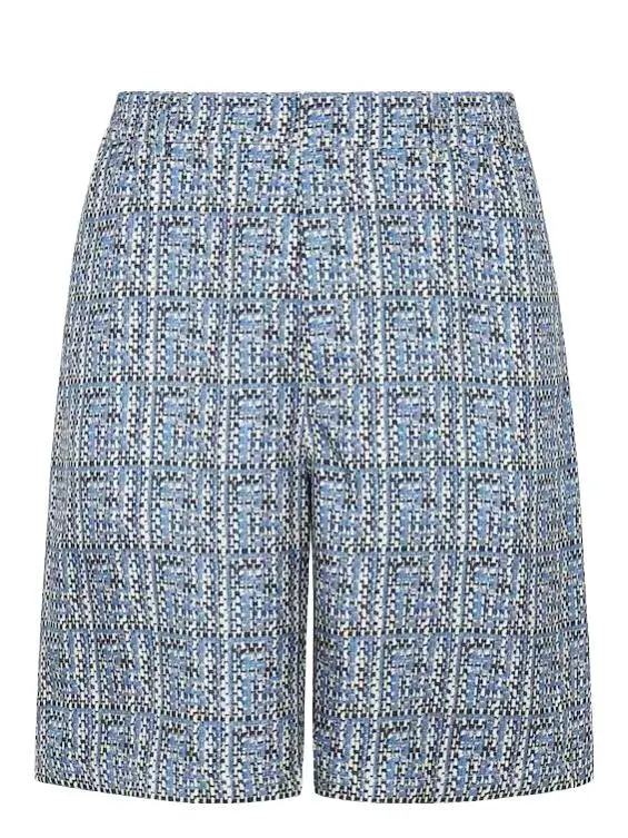 Fendi Ff Braided Printed Bermuda Shorts - Blue