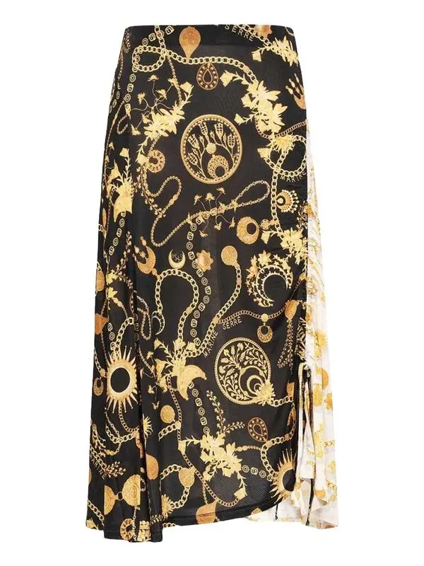 MARINE SERRE Printed Midi Skirt - Black