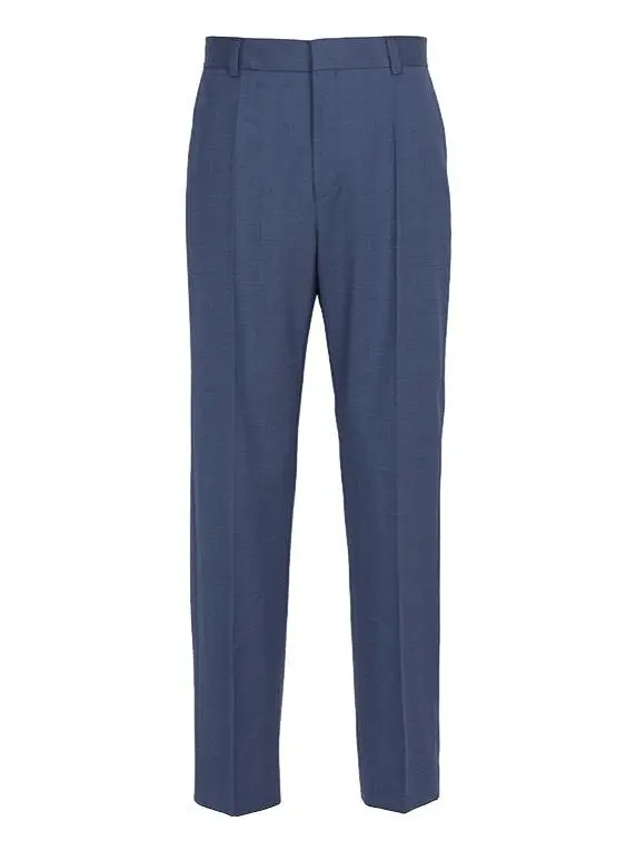 Hugo Boss Tailored Slacks With Belt Loops And Concealed Zip - Blue