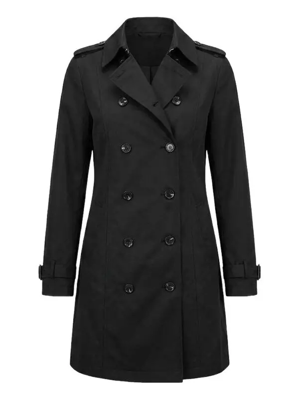Emporio Armani Double-breasted Mid-length Trench Coat - Black