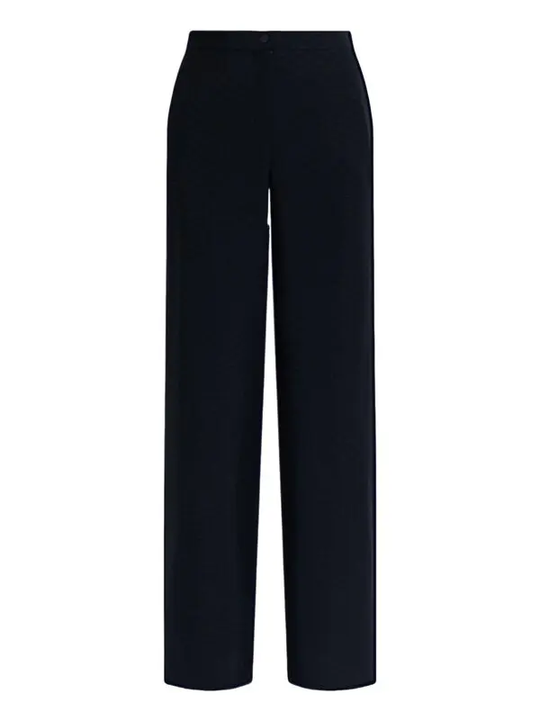 Emporio Armani Textured Straight-leg Trousers - Black