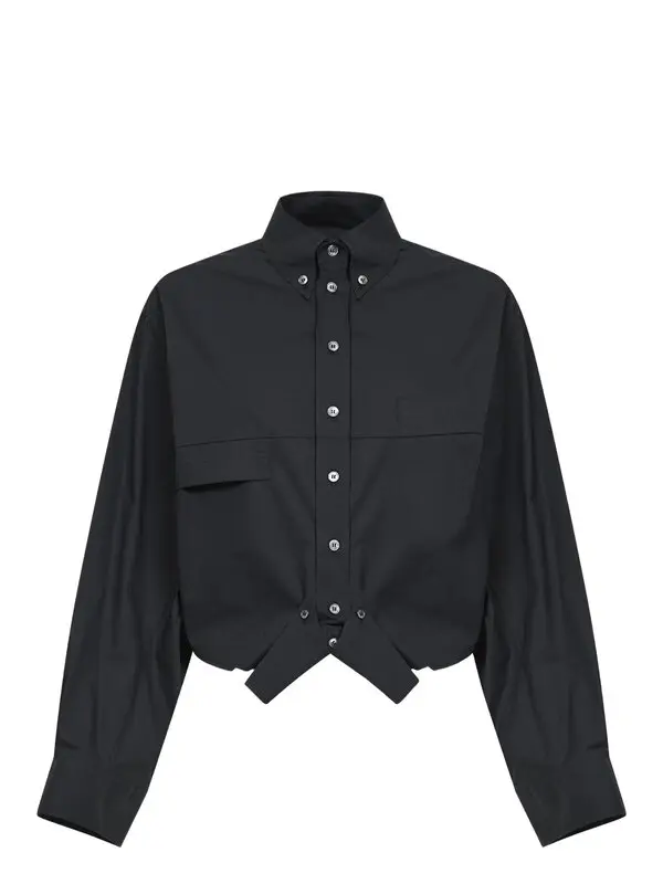 MAISON MARGIELA Cropped Cotton Poplin Shirt - Anthracite
