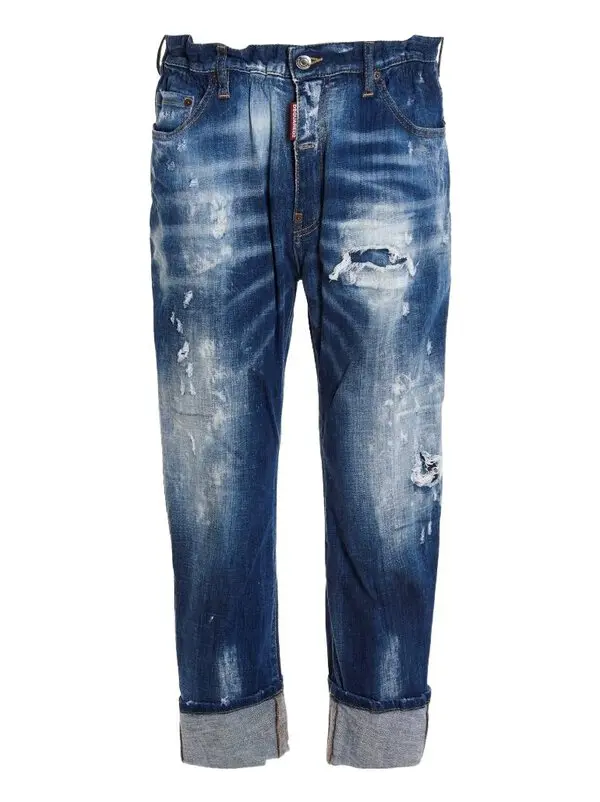 Dsquared2 Cropped Jeans With Distressed Details - Blue
