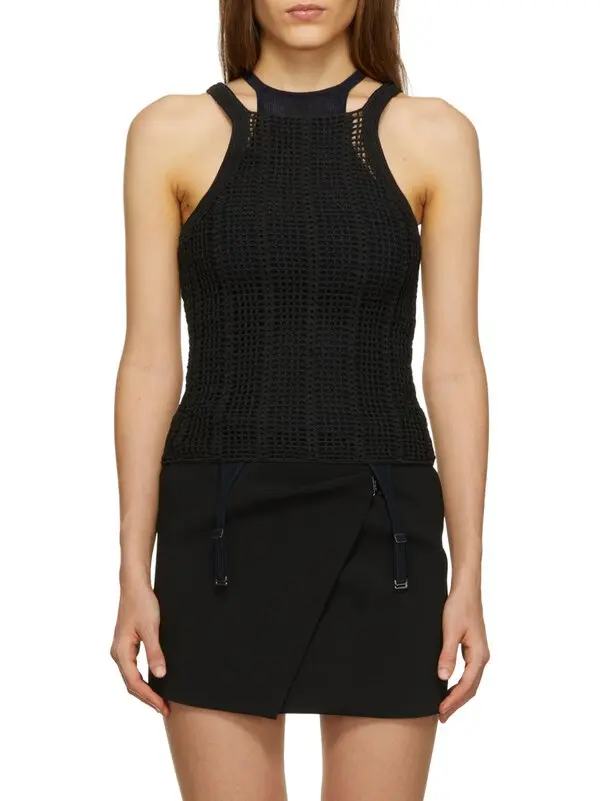 DION LEE Crochet-knit Sleeveless Top - Black