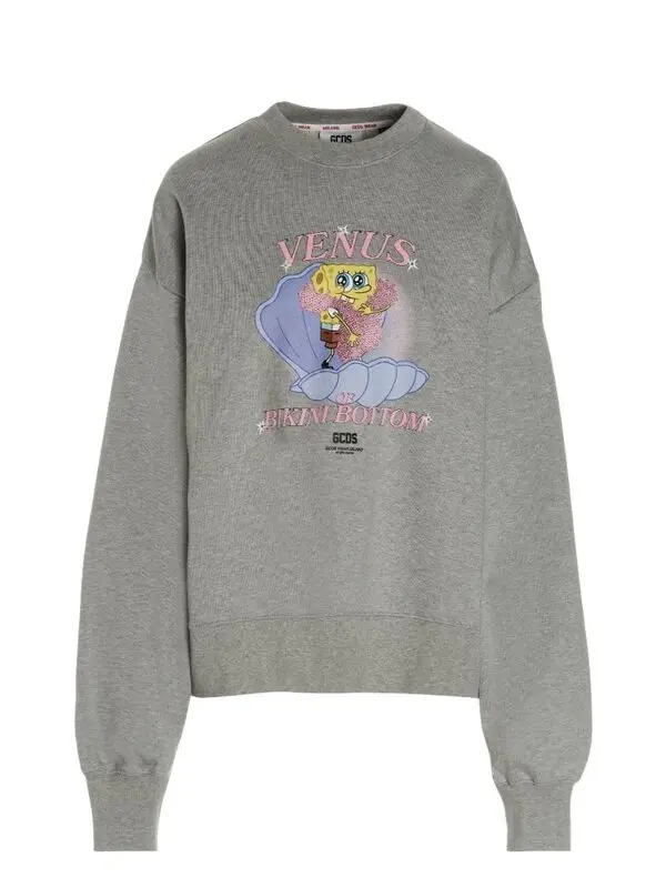Gcds X Spongebob Graphic Printed Crewneck Sweatshirt - Gray