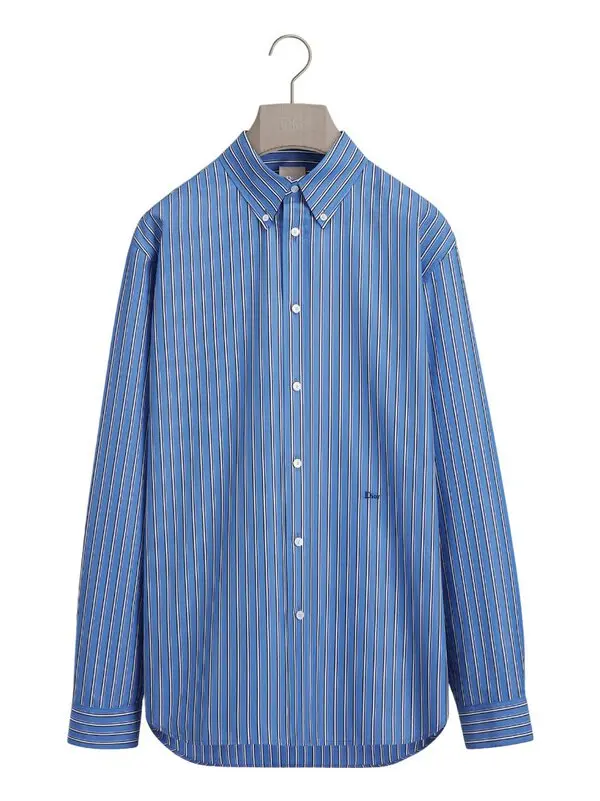 Dior Striped Embroidered Shirt - Blue