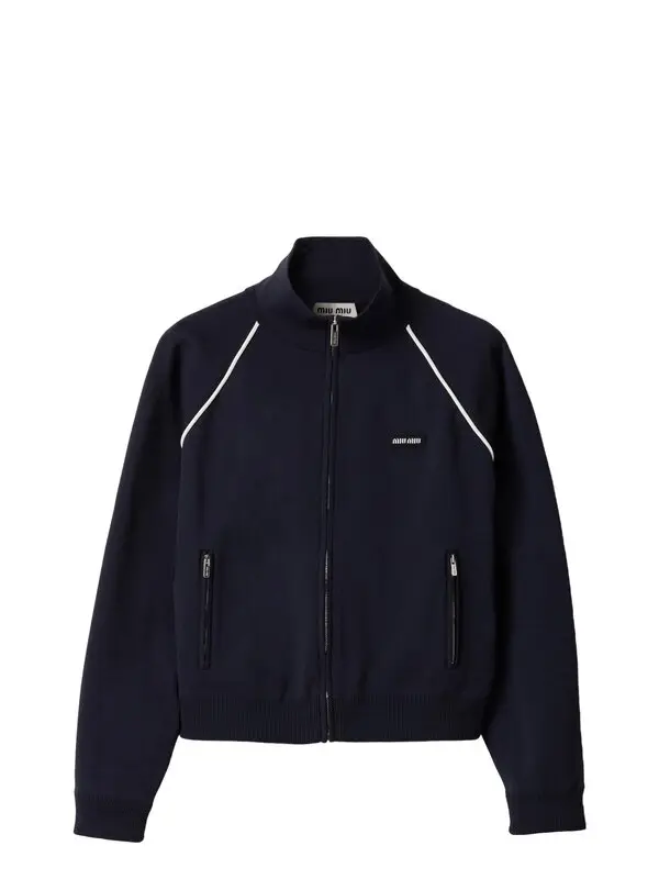 Miu Miu Long-sleeved Zip-up Sweatshirt - Black