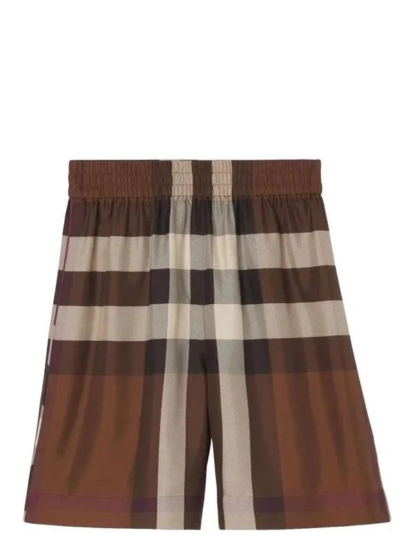 Burberry Checked Elasticated-waist Shorts - Brown