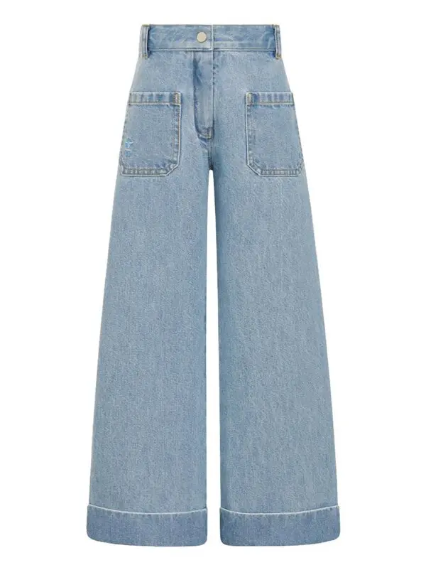 Dior Wide-leg Jeans With Belt Loops - Blue