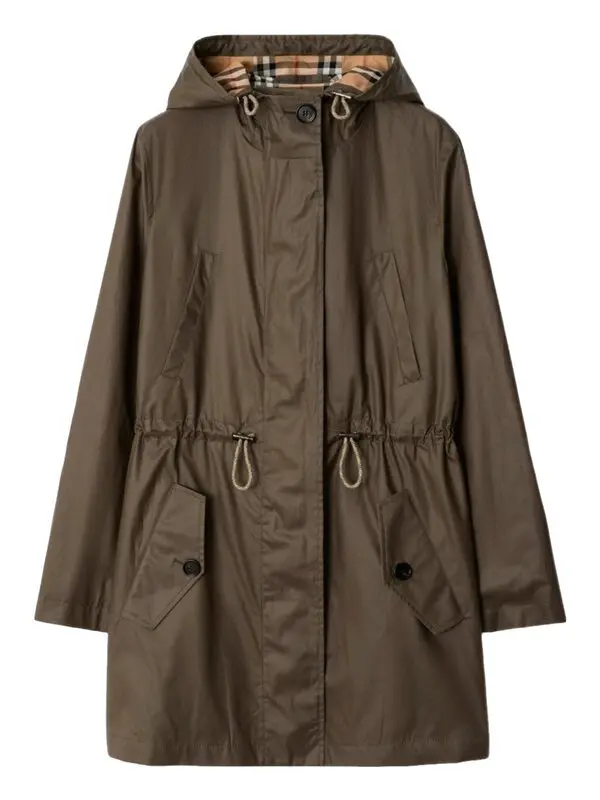 Burberry Drawstring-waist Hooded Gabardine Parka - Military
