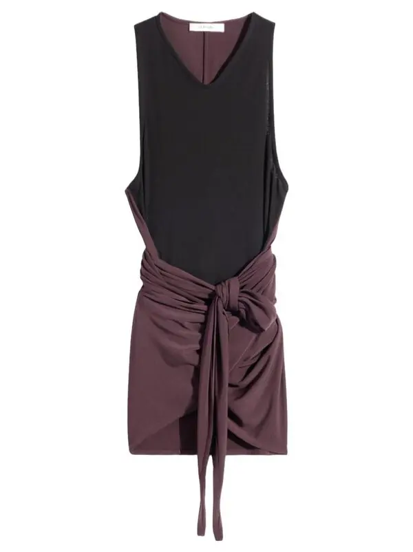 LEMAIRE Draped Sleeveless V-neck Dress With Tie Detail - Fig