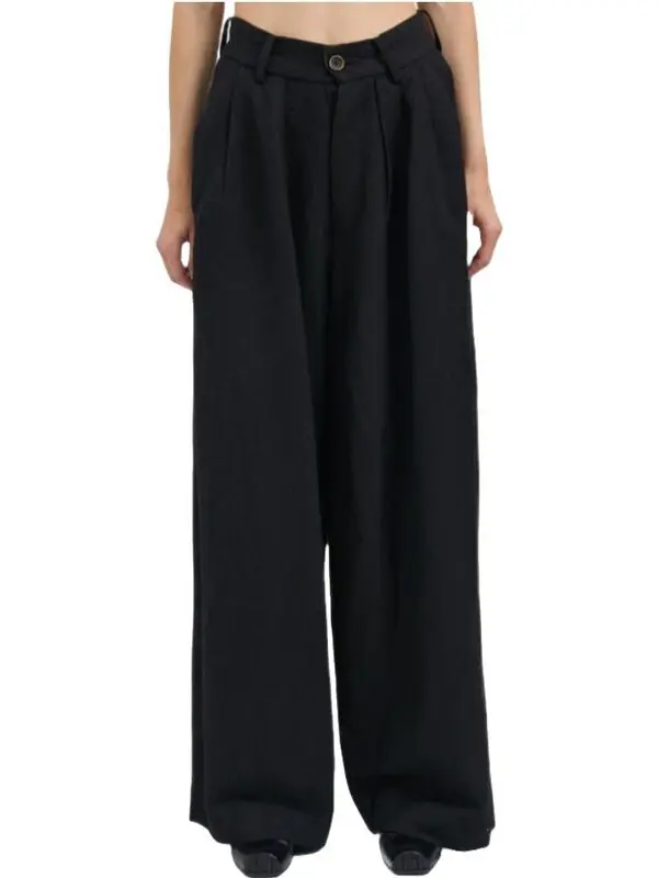 UMA WANG Belt Loop Wide Leg Pants - Black