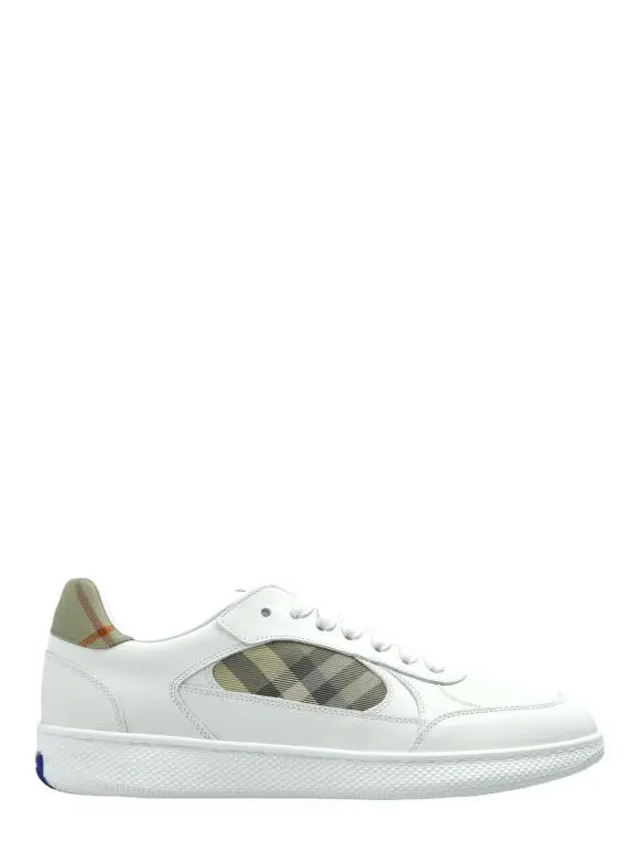Burberry Check Detailed Lace-up Sneakers - White