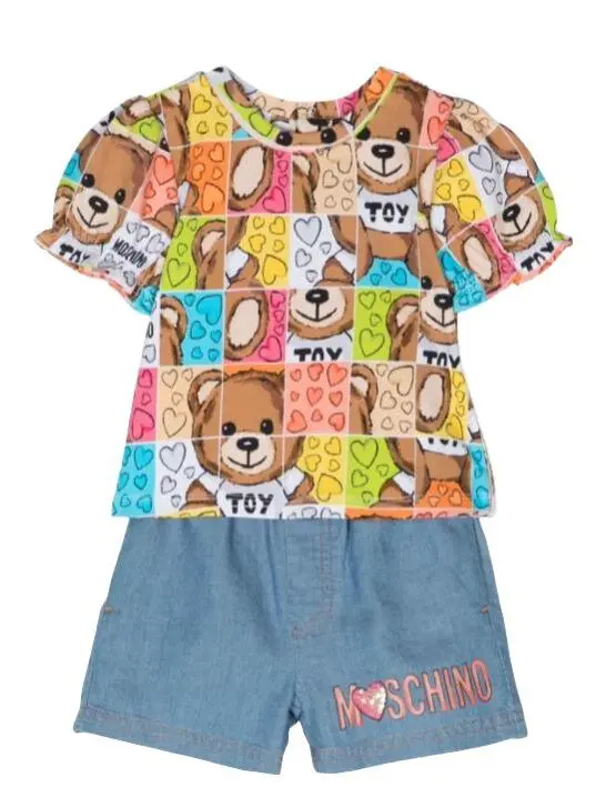 Moschino Teddy Bear Logo-print Short Set - Multicolor