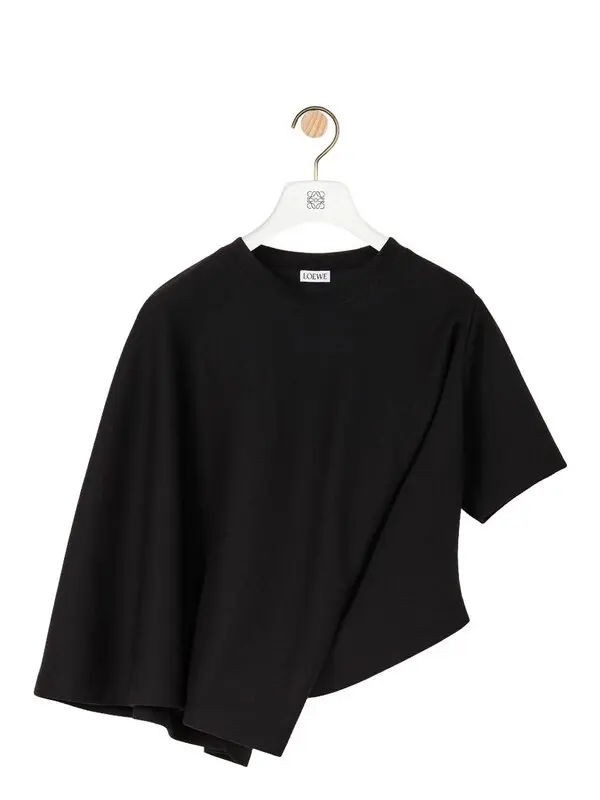 Loewe Asymmetrical Pleated T-shirt - Black