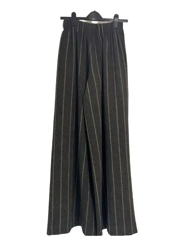 UMA WANG Elastic Waist Striped Casual Pants - Black