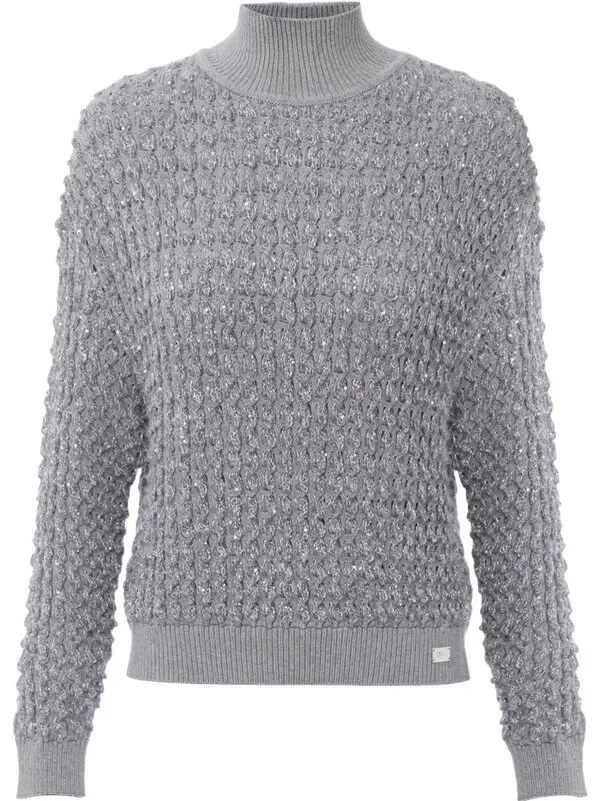 Elisabetta Franchi Sequin-embellished High-neck Sweater - Heather Gray