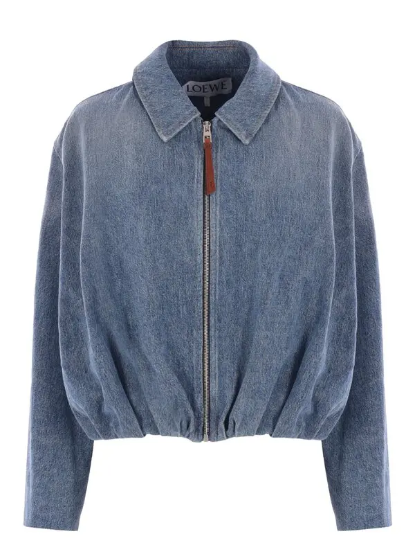 Loewe Draped Zipped Denim Jacket - Indigo