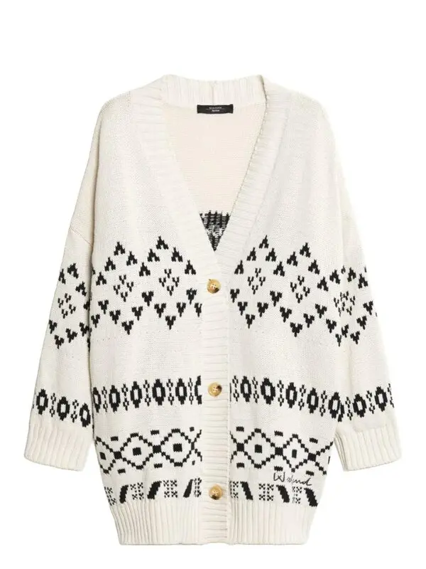 Max Mara Acacia Oversized Jacquard Knit Cardigan - White