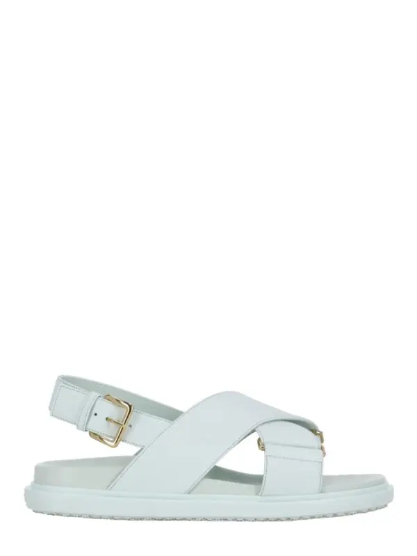 Marni Logo Embossed Buckled Sandals - White