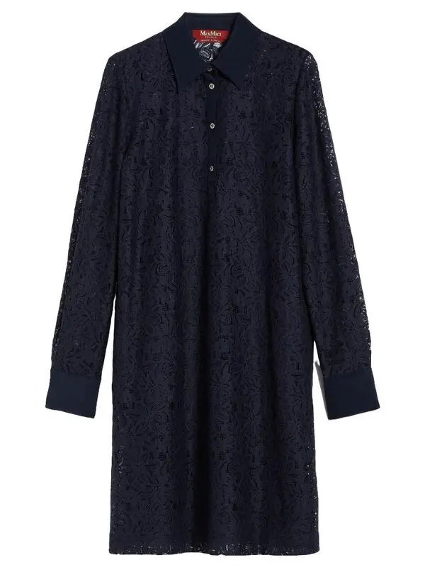 Max Mara Navy Flower Lace Dress - No