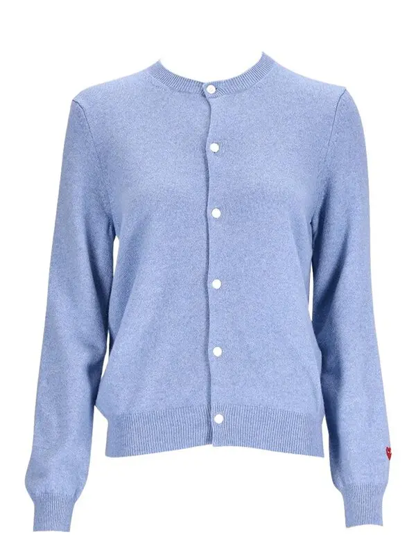 Comme Des Garçons Heart Patch Buttoned Cardigan - Blue