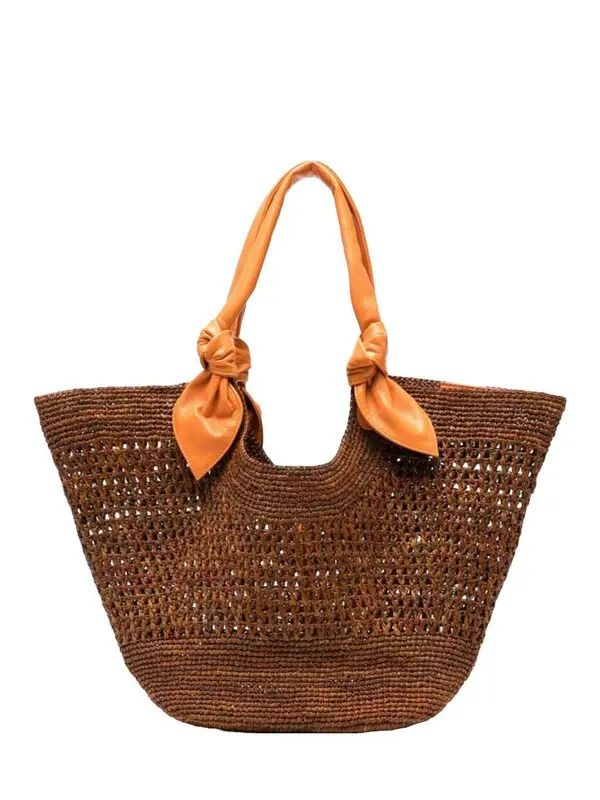 Hereu Woven Tote Bag With Knot Detail - Brown