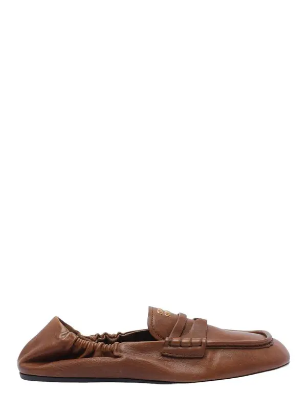 Miu Miu Square Toe Loafers With Elastic Detail - Brown