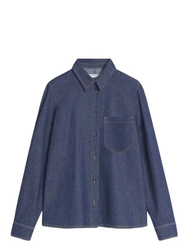 Maison Kitsuné Contrast Stitch Denim Shirt - Indigo