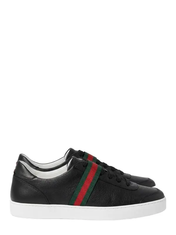 Gucci Low Top Sneakers With Red And Green Stripe Detail - Black