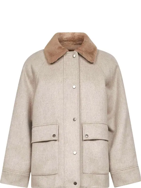Brunello Cucinelli Long-sleeved Press-stud Jacket With Detachable Vest - Taupe