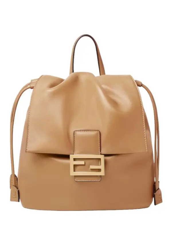 Fendi Ff Clasp Drawstring Backpack - Light Brown