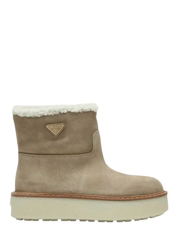 Prada Suede Slip-on Boots With Logo Detail - Emmy Color