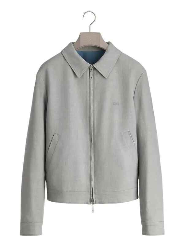 Dior Reversible Zipped Jacket With Book Cover Embroidery - Grey