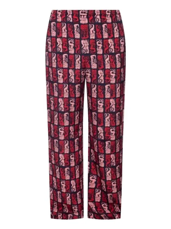 Kenzo Mermaid Print Wide-leg Trousers - Red