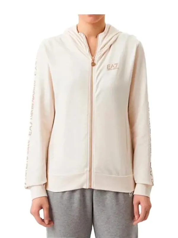 EA7 Hooded Zipper Sweater - White