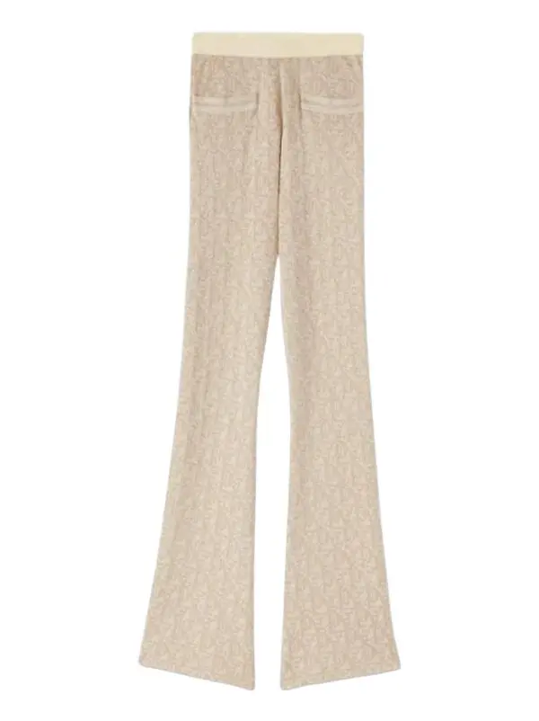 Palm Angels Monogram Jacquard Knit Flare Pants - Nude