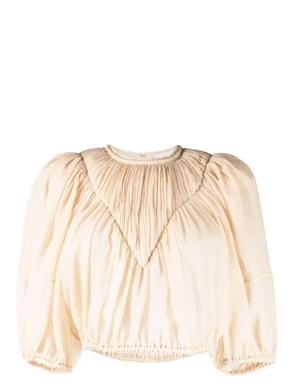 Chloé Pleated Short Blouse - White