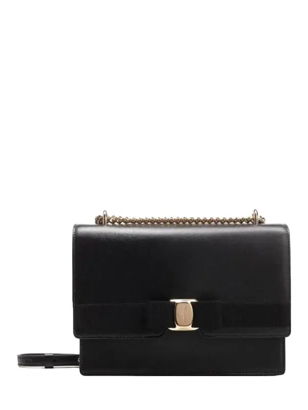 FERRAGAMO Vara Bow Medium Shoulder Bag - Black