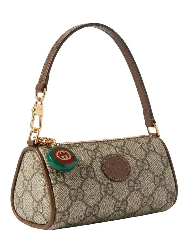 Gucci Gg Supreme Monogram Mini Handbag With Resin Pendant - Nude