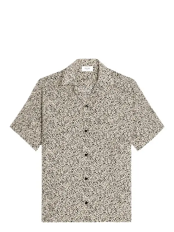 Celine Hawaiian Shirt In Printed Crepe De Chine - Nude