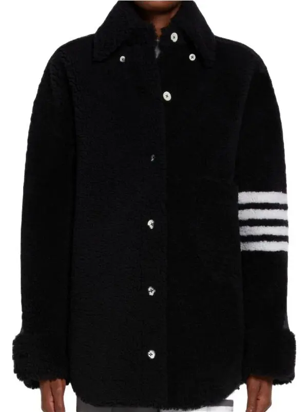 Thom Browne Shirt Jacket With Silver Buckle And Chest Pocket - Navy Blue