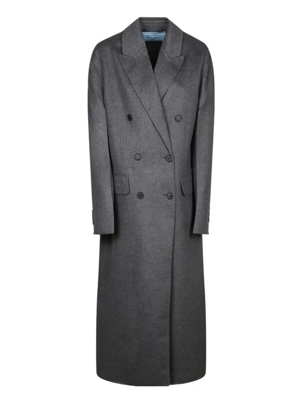 Prada Double Breasted Long Sleeve Coat - Slate Grey