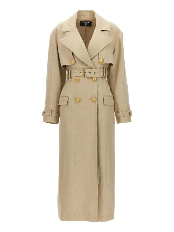 Balmain Double-breasted Trench Coat - Nude